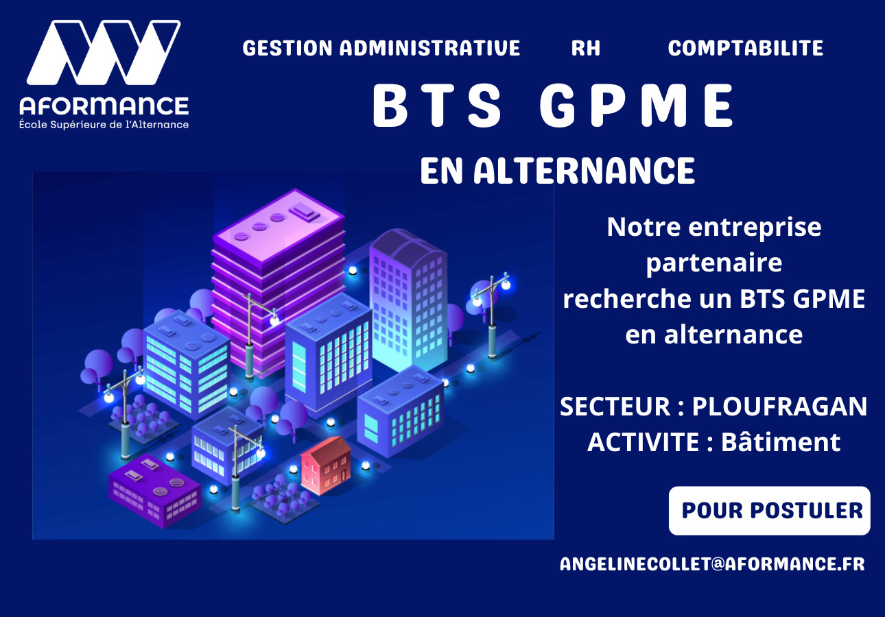 NOS OFFRES BTS GPME – SECTEUR 22 - Aformance, Centre de formation en alternance à Saint-Brieuc